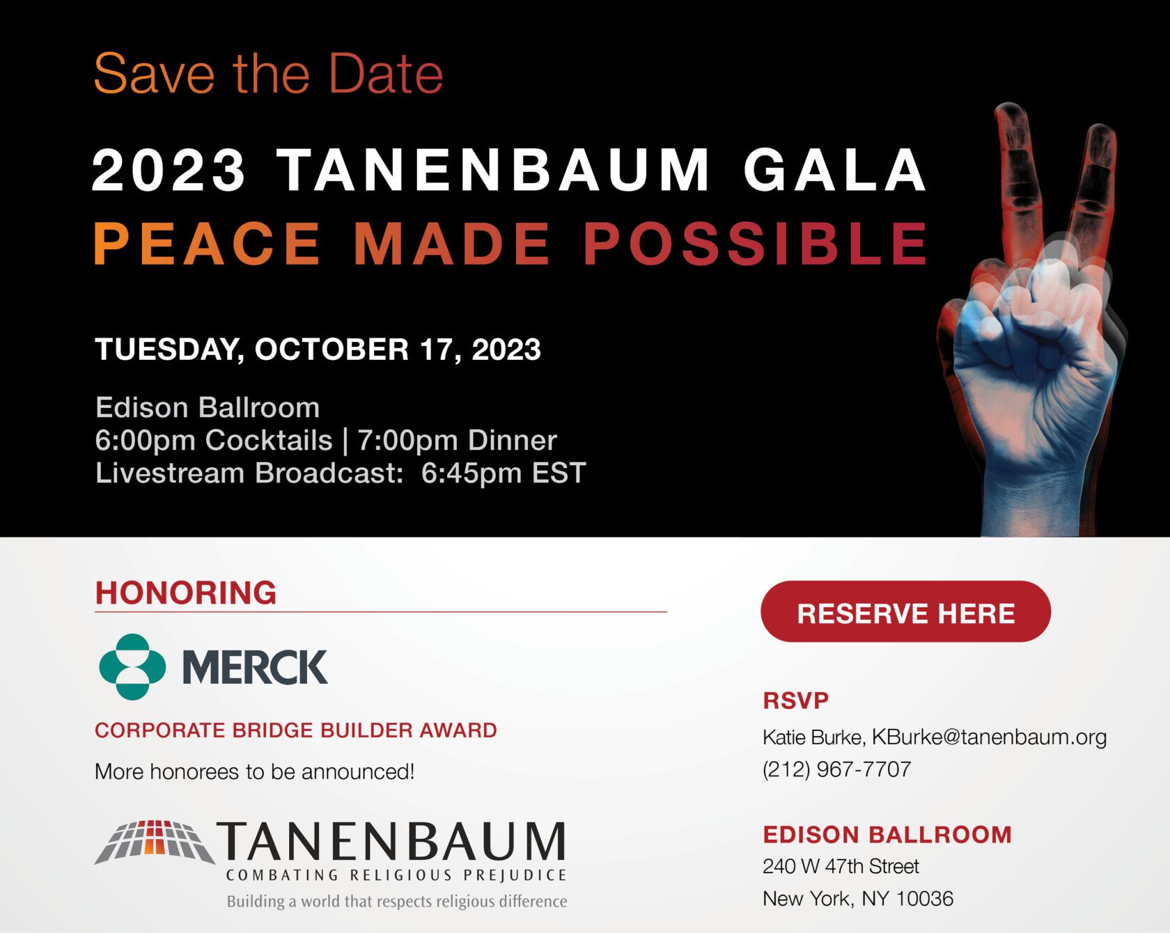 Save the Date for Tanenbaum's Gala! - Tanenbaum