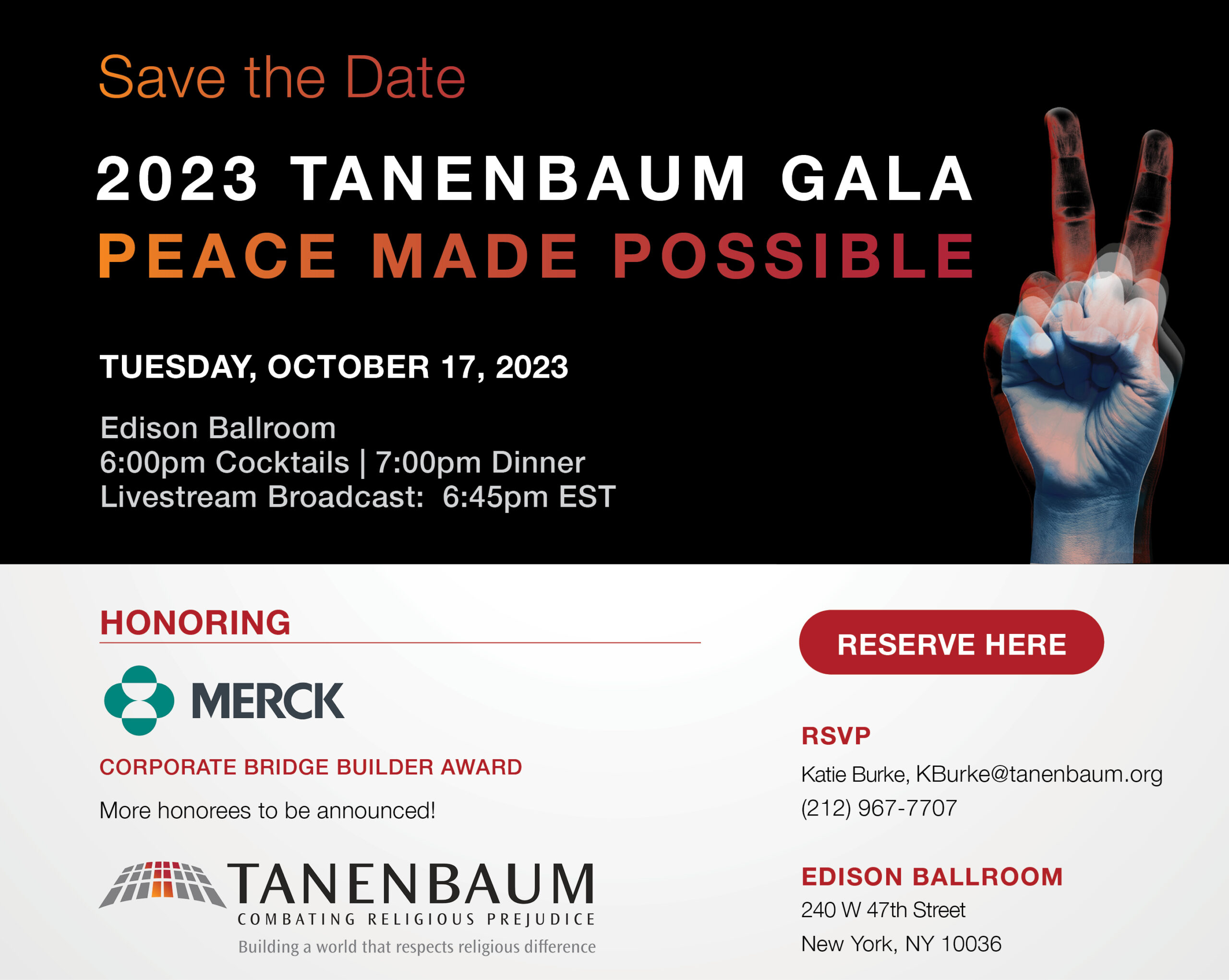 Save the Date for Tanenbaum's Gala! - Tanenbaum