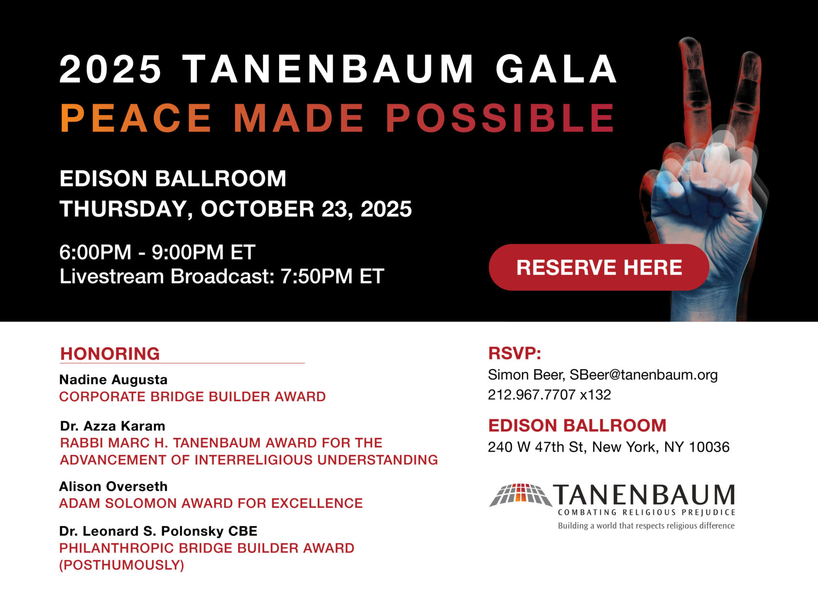 You're Invited: Explore, Engage, & Celebrate at Tanenbaum's Gala ...